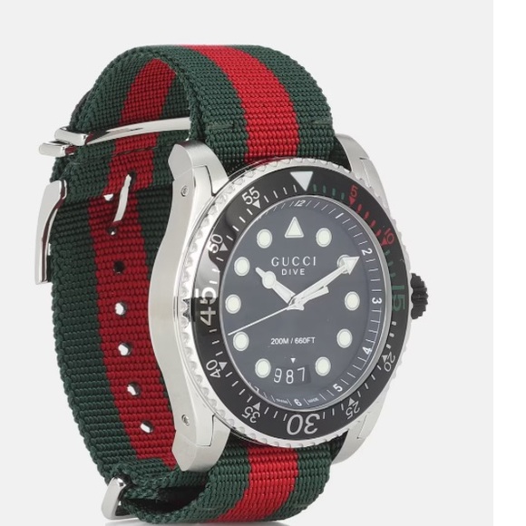 Gucci | Accessories | Gucci Dive Mens Swiss Made Quartz Nylon Strap ...